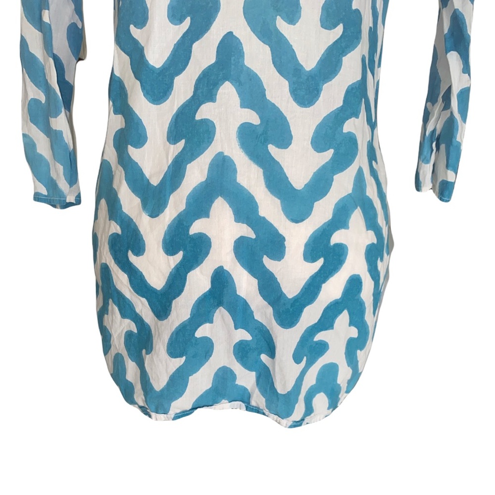 Roberta Roller Rabbit Turquoise Blue Tunic Top - Xs - Gem